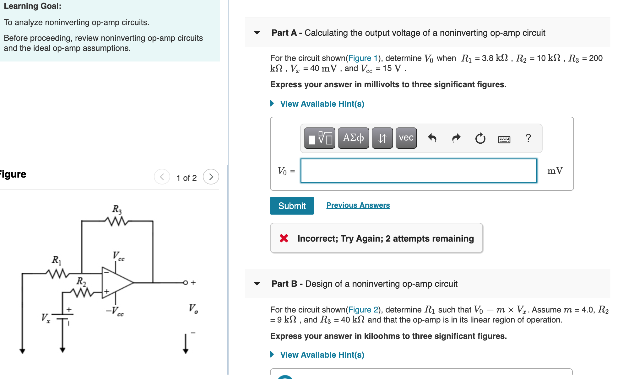 Solved Learning Goal: To analyze noninverting op-amp | Chegg.com