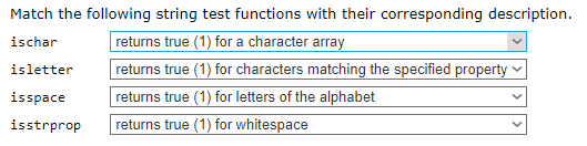 Solved Match the following string test functions with their | Chegg.com
