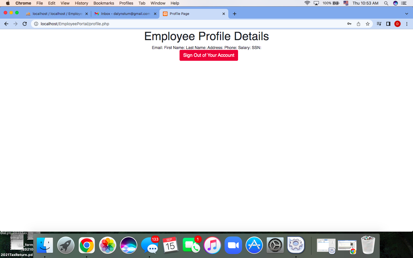 need help with profile page. user logs in with ID | Chegg.com