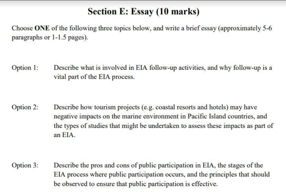 Solved Section E: Essay (10 marks) Choose ONE of the | Chegg.com
