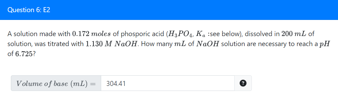 Solved A Solution Made With 0 172 Moles Of Phosporic Acid