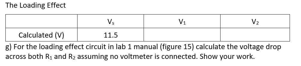 Solved The Loading Effect g) For the loading effect circuit | Chegg.com