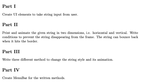 Solved Part I Create UI elements to take string input from | Chegg.com