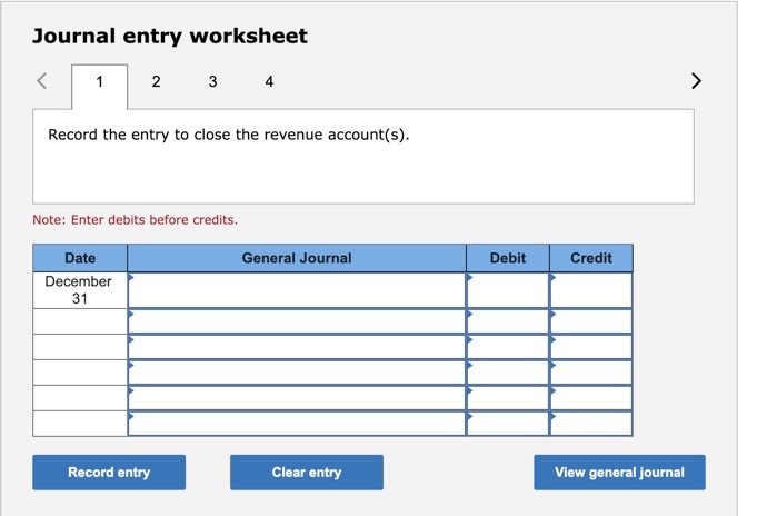 Solved Journal entry worksheet Record the entry to close the | Chegg.com