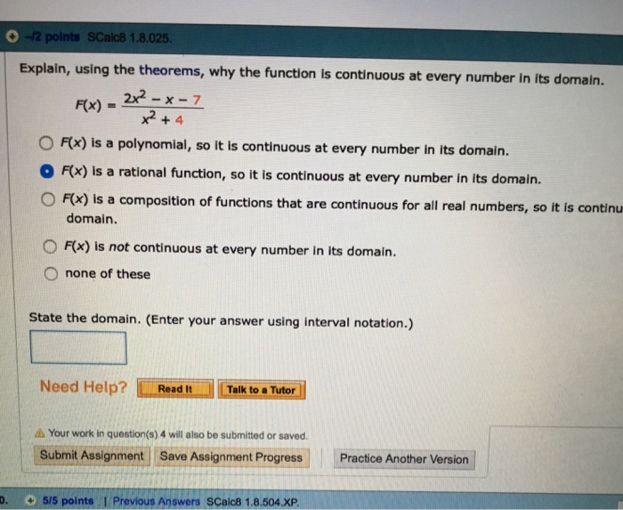 Solved Explain, using the theorems, why the function Is | Chegg.com
