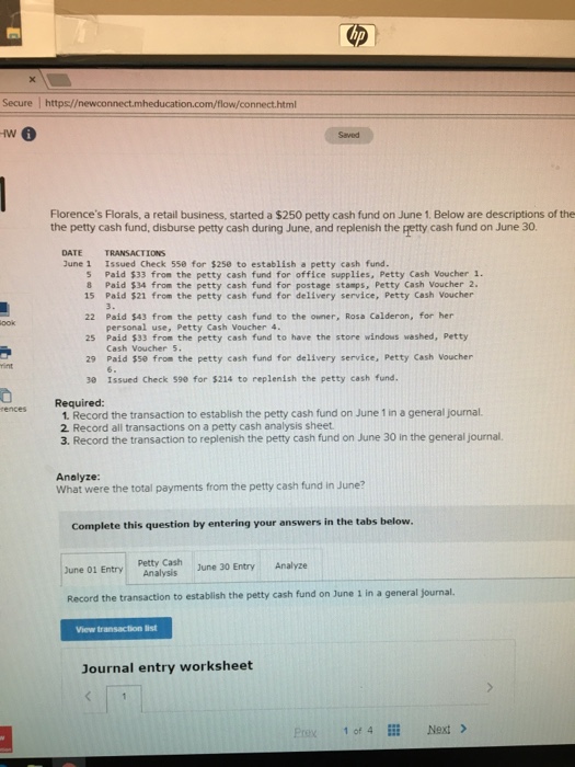 Solved Secure https// com/flow/connect.html Saved Florence's | Chegg.com