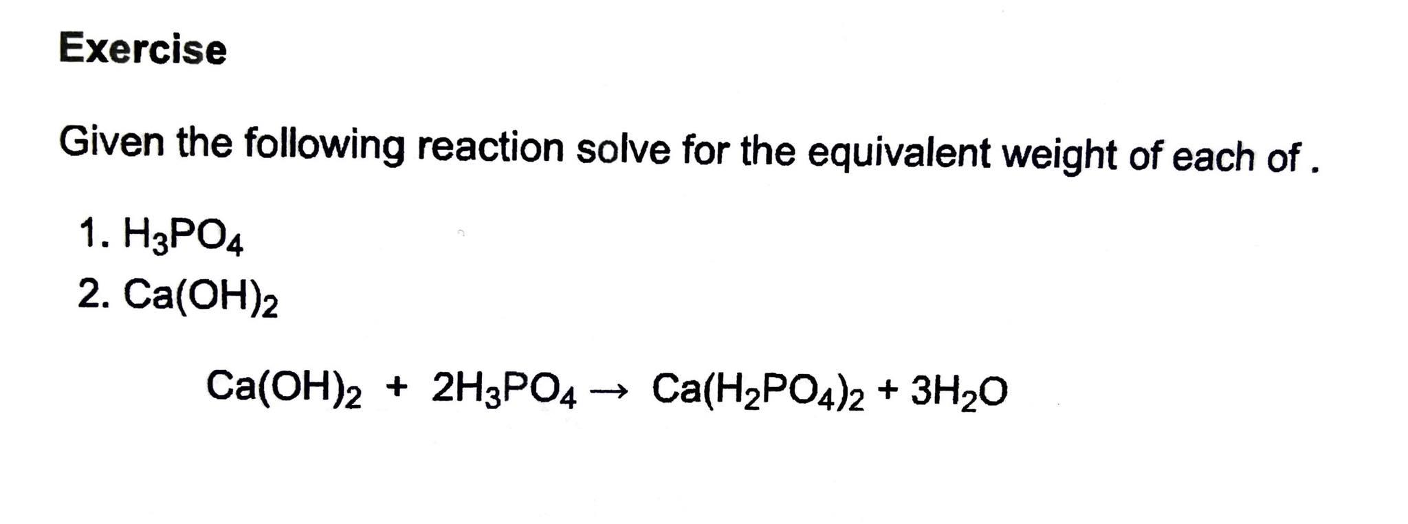 Solved Exercise Given the following reaction solve for the | Chegg.com