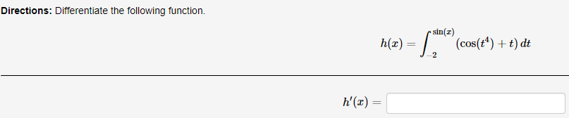 Solved Directions: Differentiate the following function. | Chegg.com