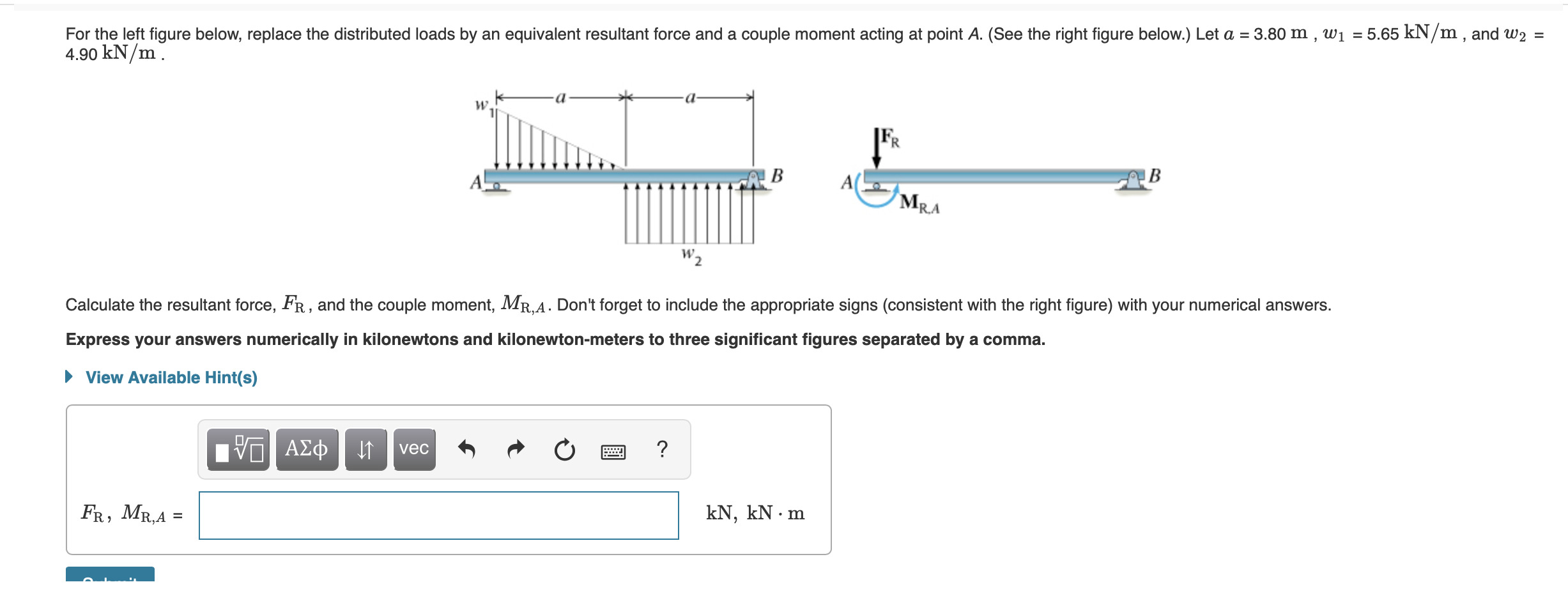 Solved For the left figure below, replace the distributed | Chegg.com