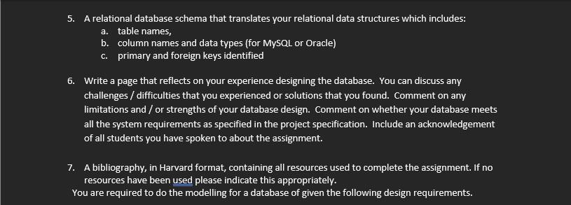 Solved You are required to do the modelling for a database | Chegg.com