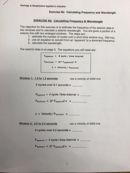 Solved Geology & Geophysics Applied in Industry Exercise 6b: | Chegg.com