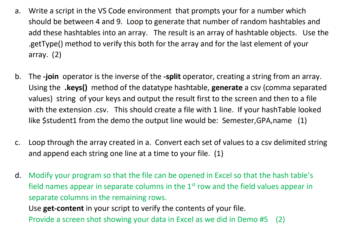a. Write a script in the VS Code environment that | Chegg.com