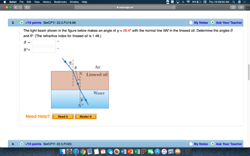 Solved The light beam shown in the figure below makes an | Chegg.com