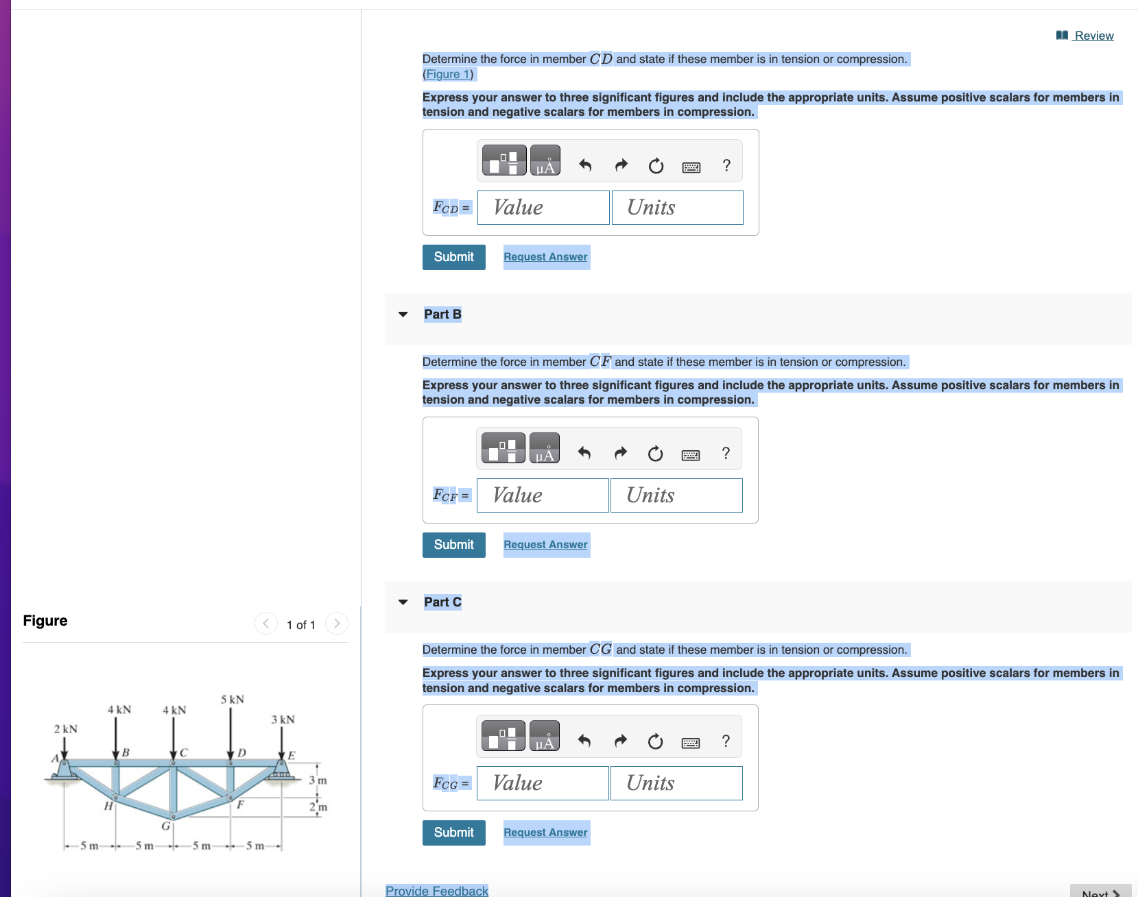 Solved Determine the force in member CD ﻿and state if these | Chegg.com