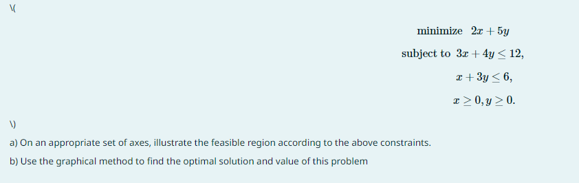 Solved v ﻿minimize 2x+5y ﻿subject | Chegg.com