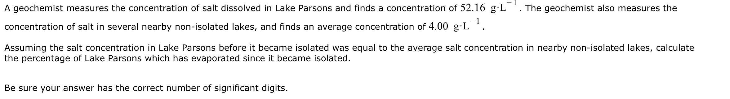 Solved A geochemist measures the concentration of salt | Chegg.com