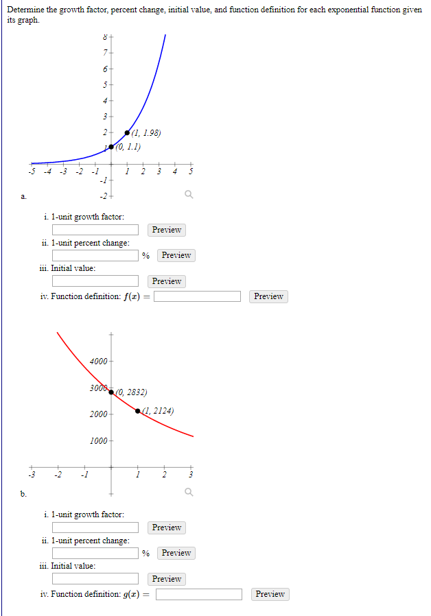 Solved Determine the growth factor, percent change initial | Chegg.com