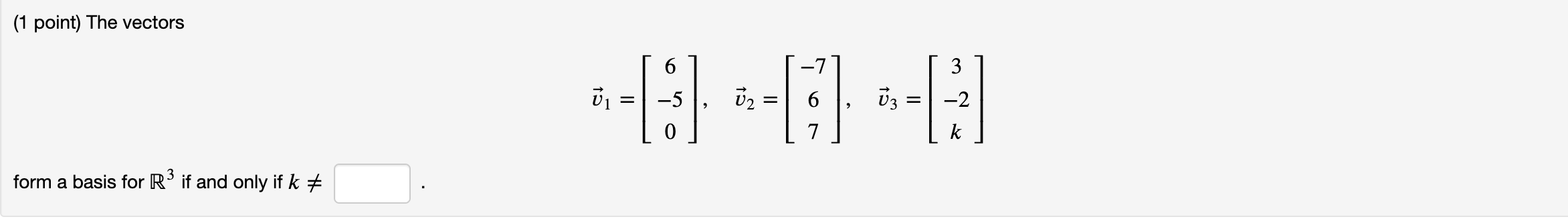 Solved (1 point) The vectors | Chegg.com