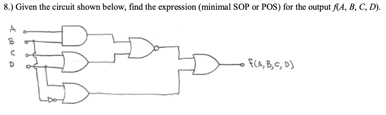 Solved 8.) Given the circuit shown below, find the | Chegg.com
