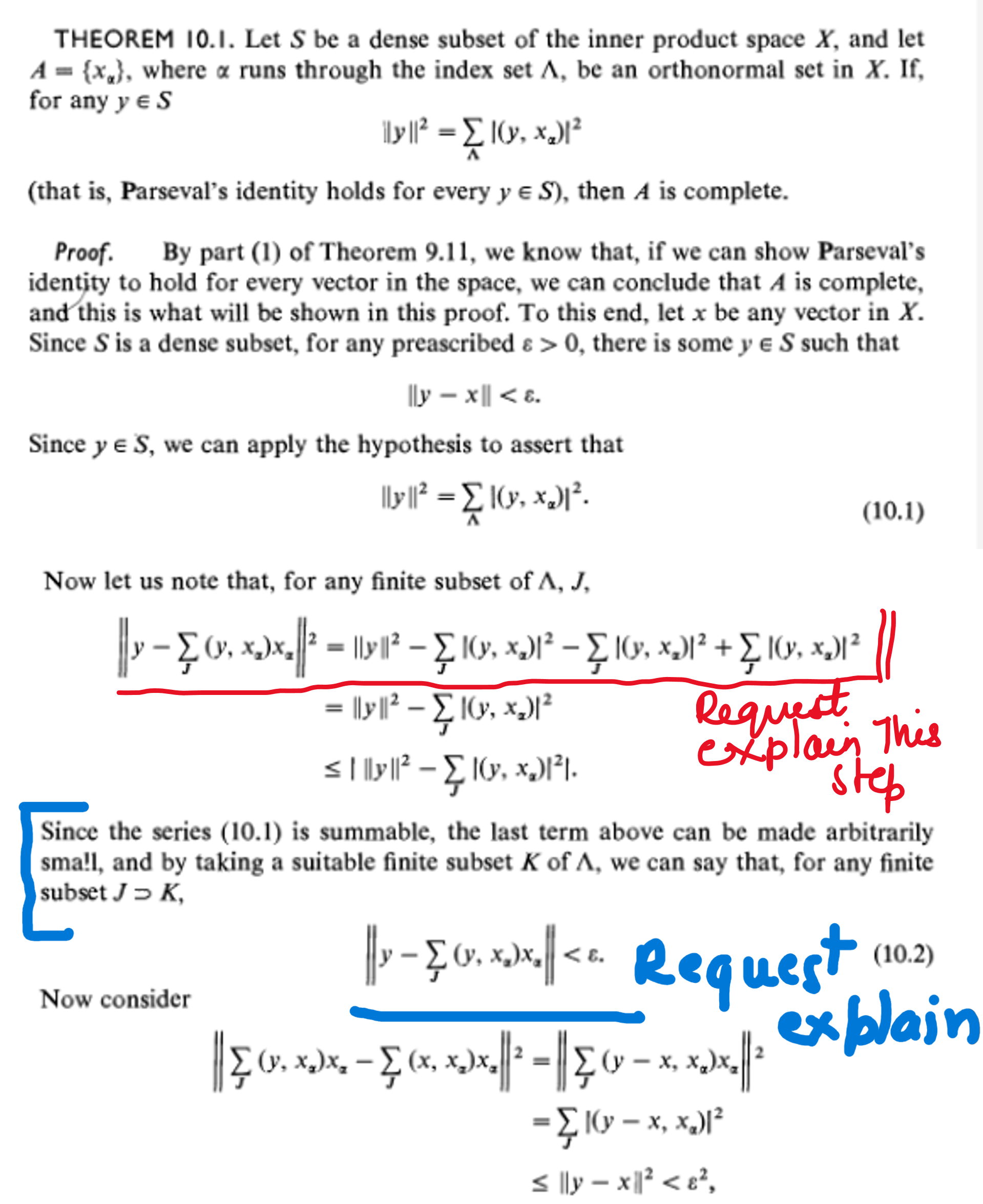 Solved THEOREM 10.I. Let S be a dense subset of the inner | Chegg.com