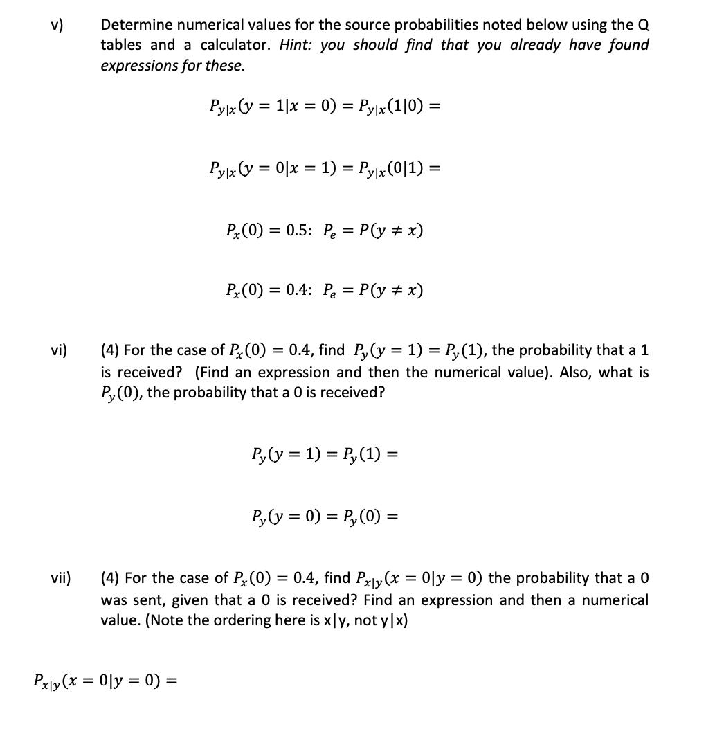 v) Determine numerical values for the source | Chegg.com