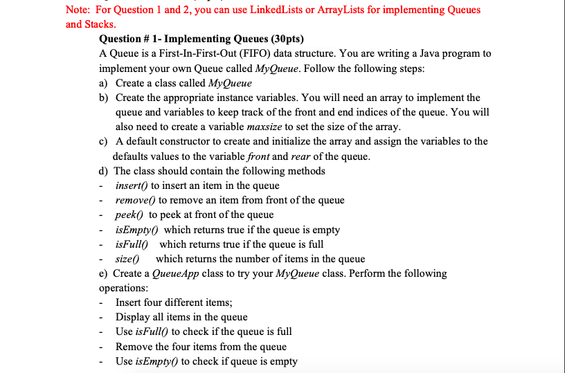 Solved Note For Question 1 And 2 You Can Use Linkedlists 7027