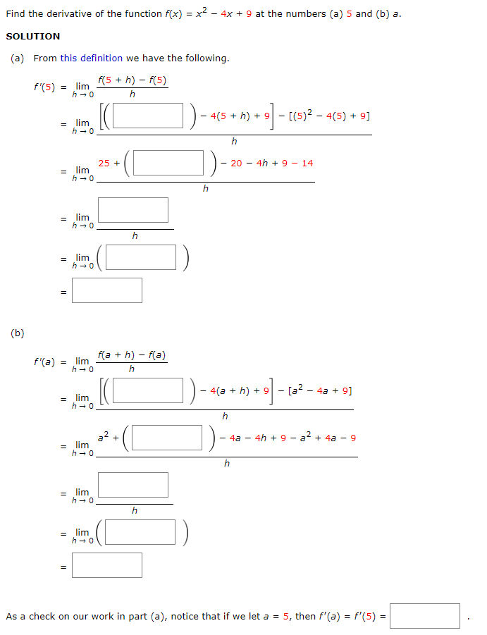 Solved Find the derivative of the function f(x)=x2−4x+9 at | Chegg.com