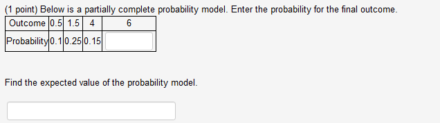 Solved (1 point) Below is a partially complete probability | Chegg.com