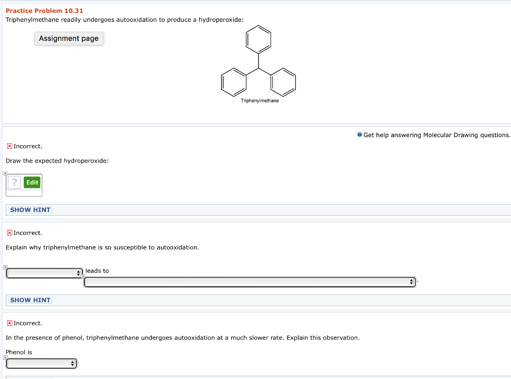 Solved Practice Problem 10.31 Triphenylmethane readily | Chegg.com