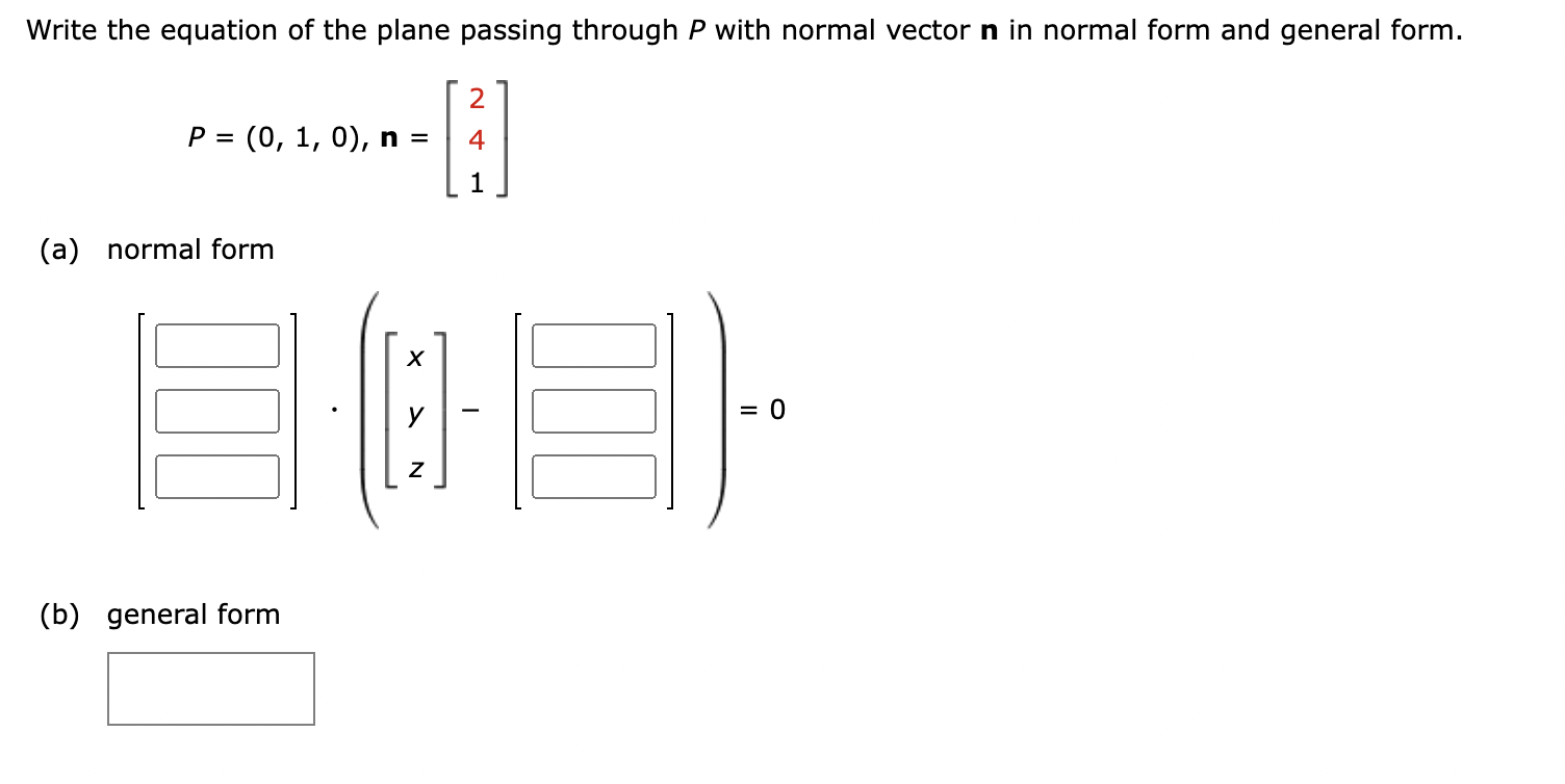 Solved Write The Equation Of The Plane Passing Through P
