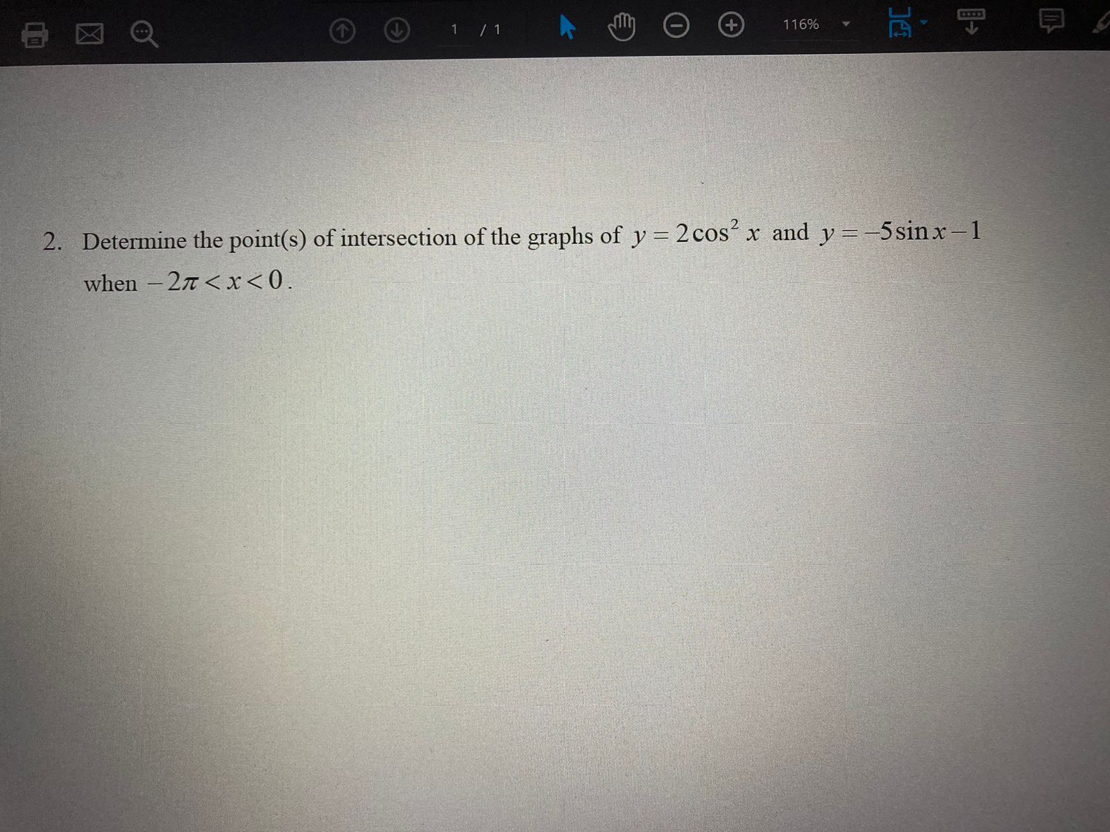 Solved 2. Determine the point(s) of intersection of the | Chegg.com