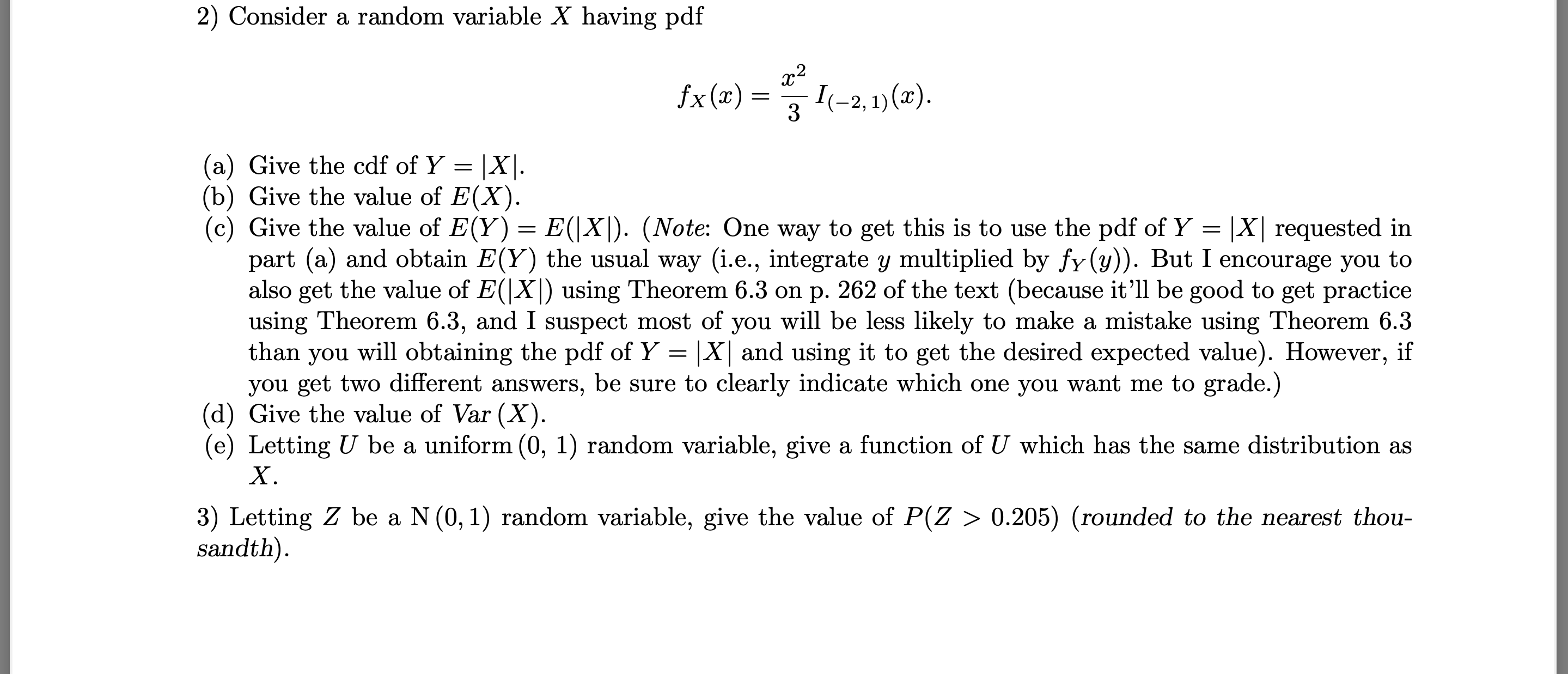 Solved 2) Consider a random variable X having pdf | Chegg.com