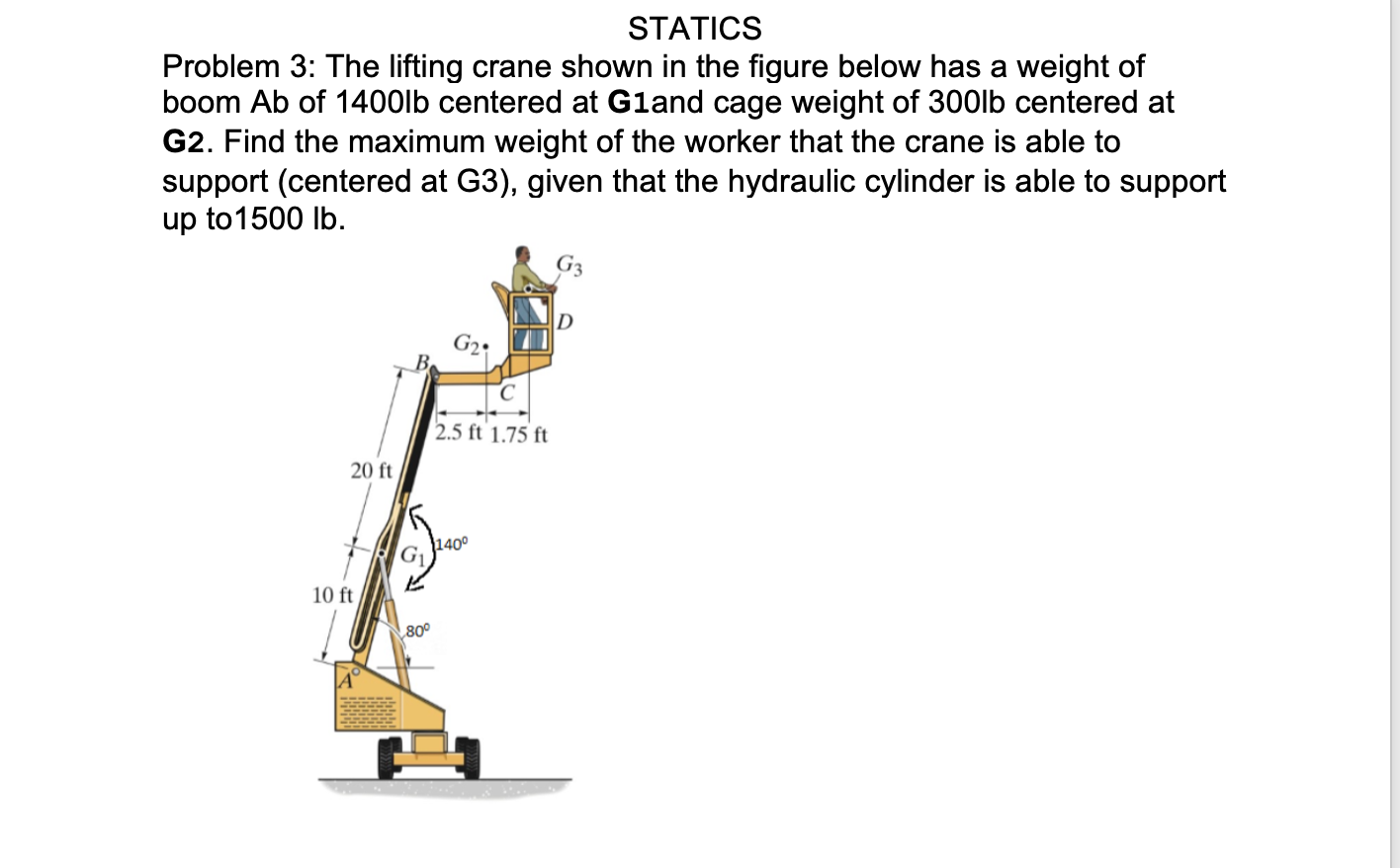 Solved STATICS Problem 3: The lifting crane shown in the | Chegg.com