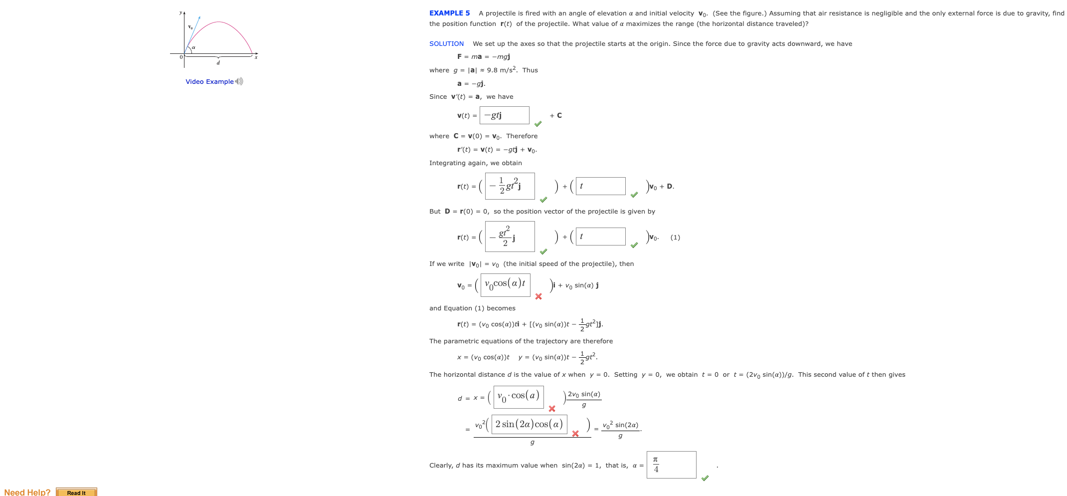 Solved the position function r(t) of the projectile. What | Chegg.com