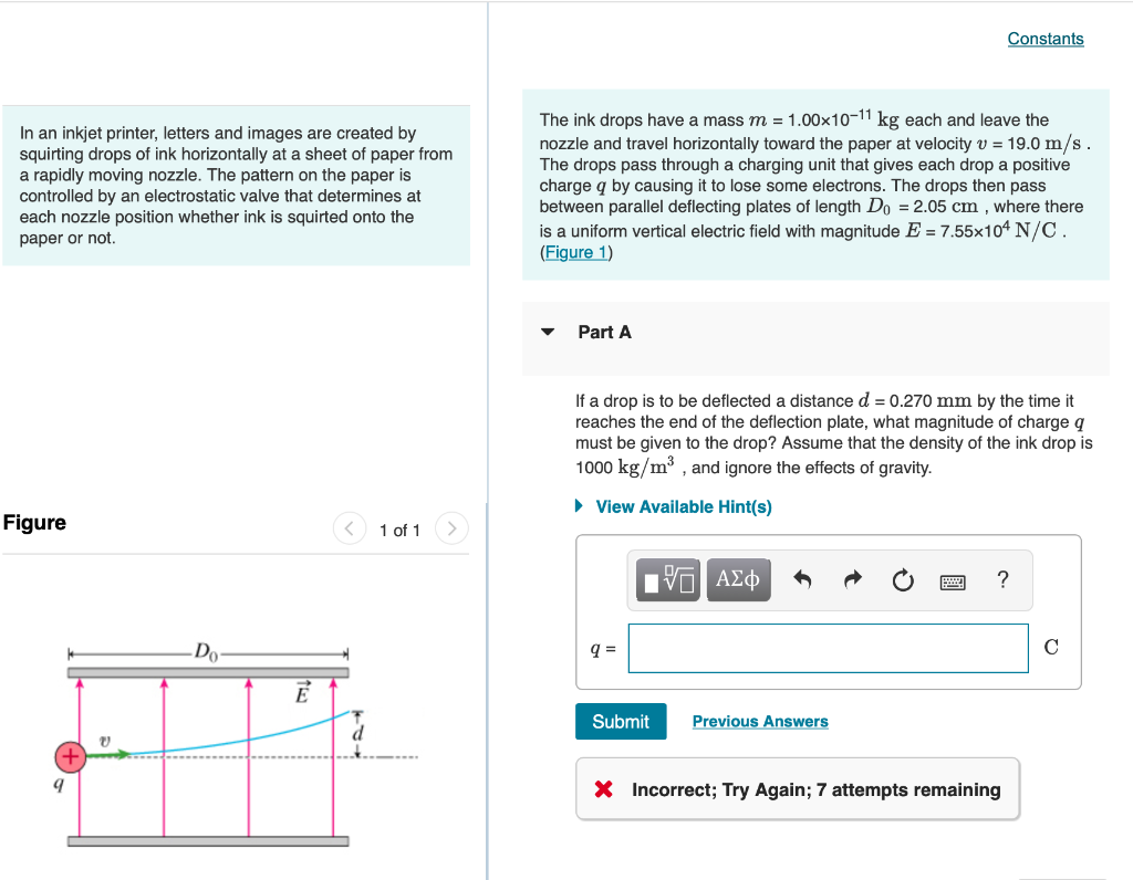 Solved Constants In an inkjet printer, letters and images | Chegg.com