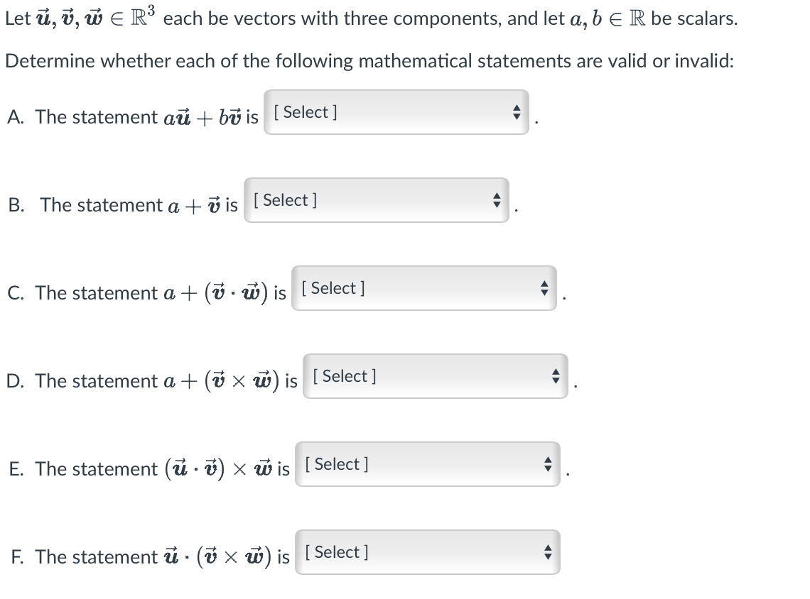 Solved Let vec(u),vec(v),vec(w)inR3 ﻿each be vectors with | Chegg.com