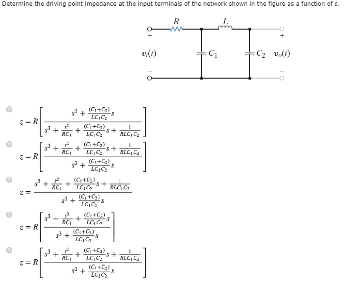 Solved Determine the driving point impedance at the input | Chegg.com