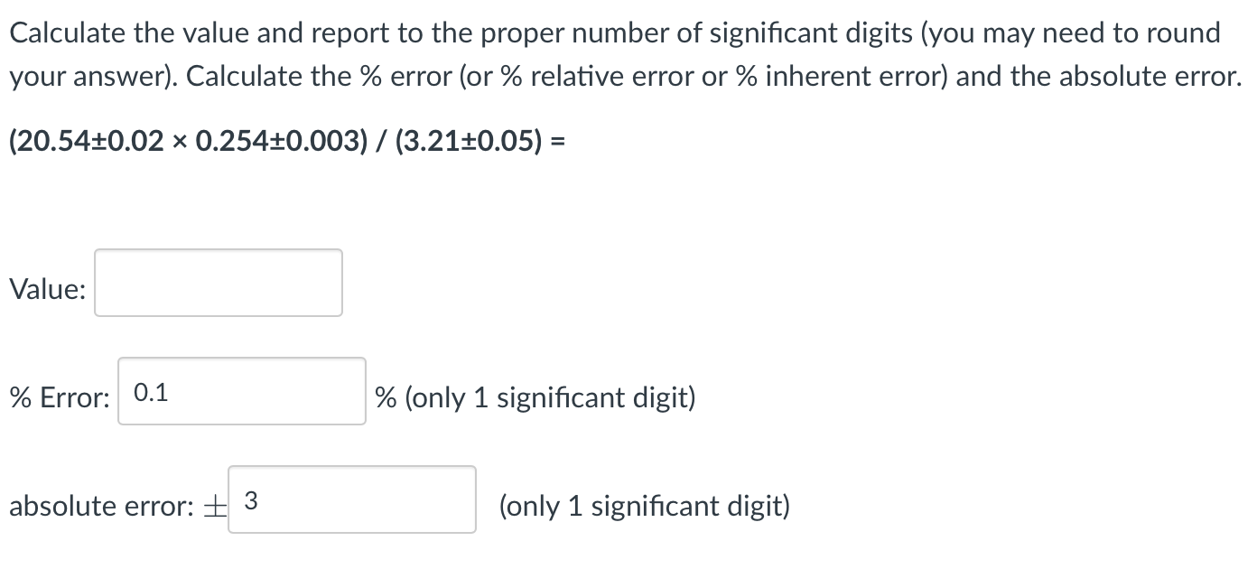 Solved Calculate the value and report to the proper number | Chegg.com