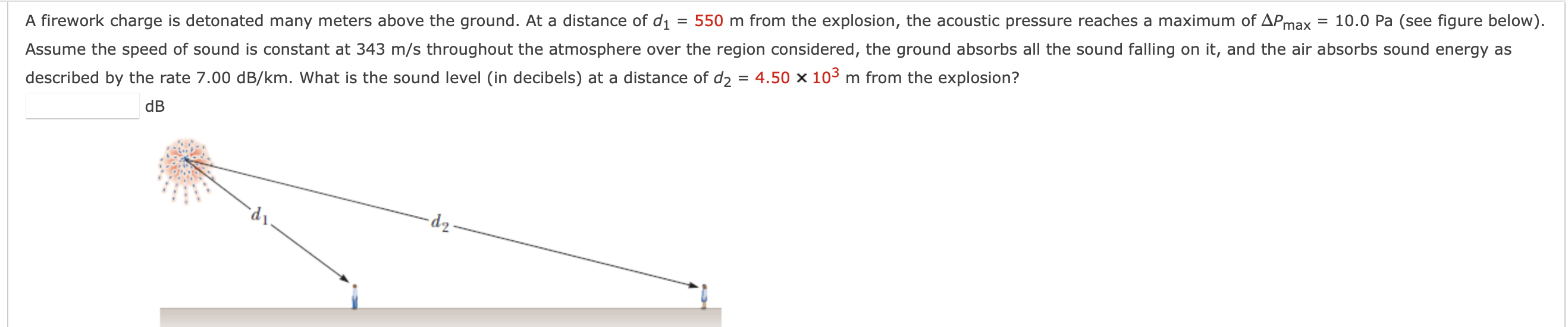 Solved A firework charge is detonated many meters above the | Chegg.com