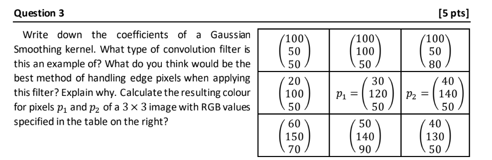 Solved Write down the coefficients of a Gaussian Smoothing | Chegg.com