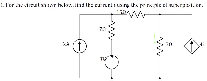 Solved 1. For the circuit shown below, find the current i | Chegg.com