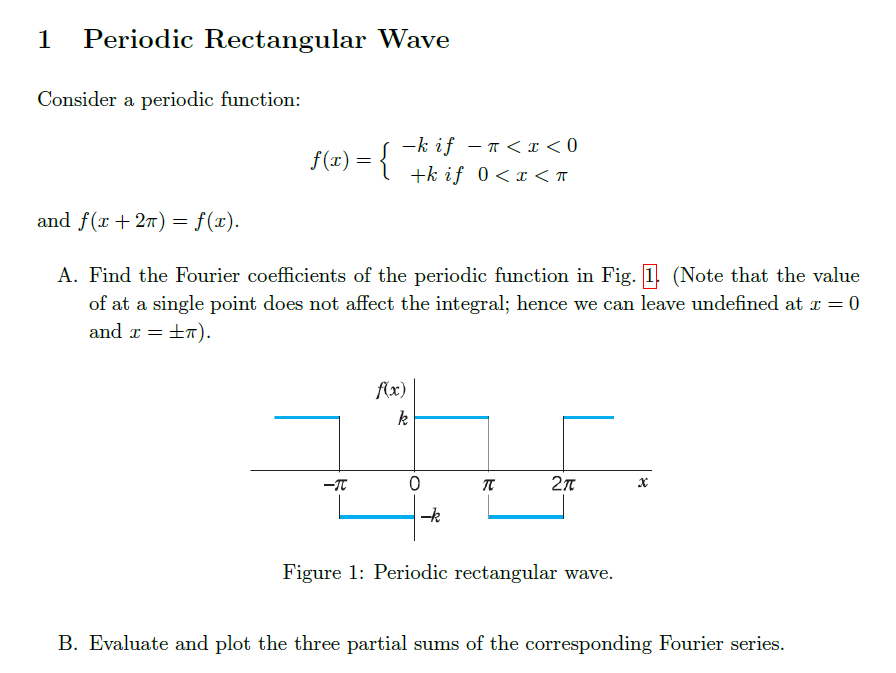 Solved 1 Periodic Rectangular Wave Consider a periodic | Chegg.com