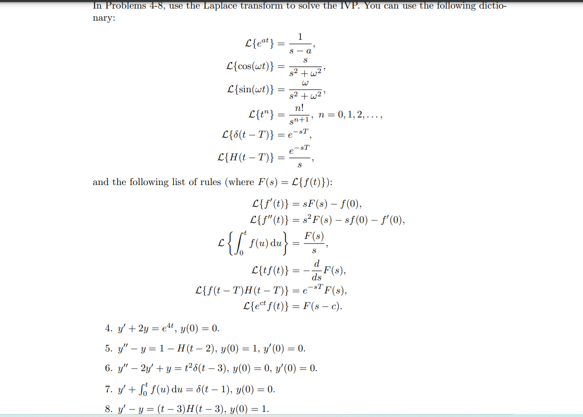 Solved a bit confused with laplace. I have #4 solved so I | Chegg.com