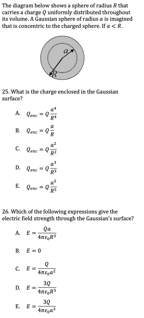 Solved The diagram below shows a sphere of radius R that | Chegg.com