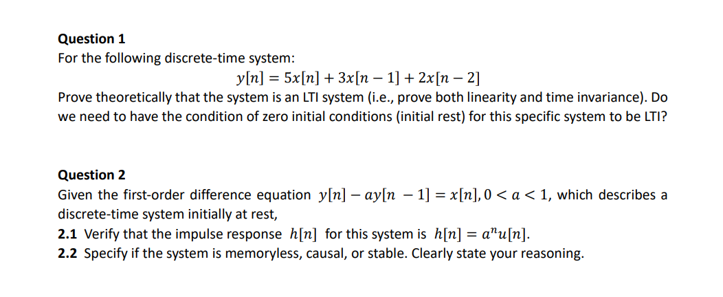 Solved y[n]=5x[n]+3x[n−1]+2x[n−2] Prove theoretically that | Chegg.com