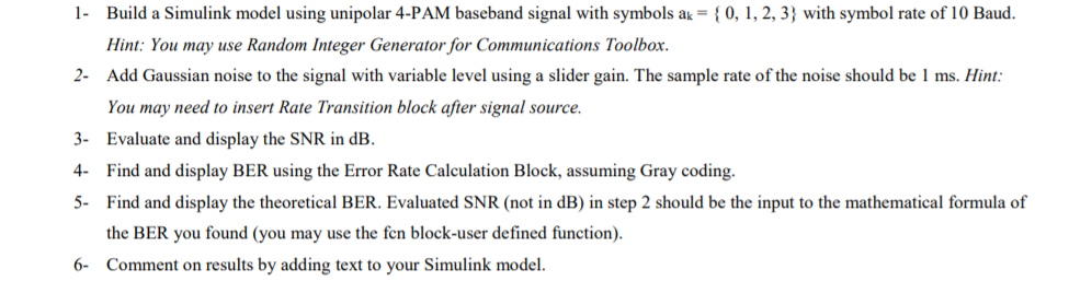1- Build a Simulink model using unipolar 4-PAM | Chegg.com