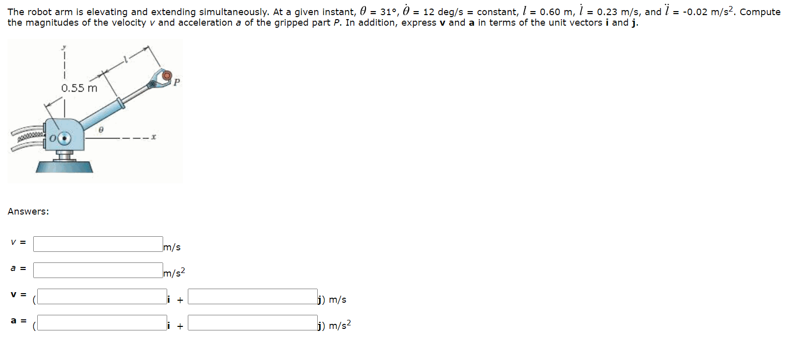 Solved EXACT ANSWER PLEASE!! The robot arm is elevating and | Chegg.com