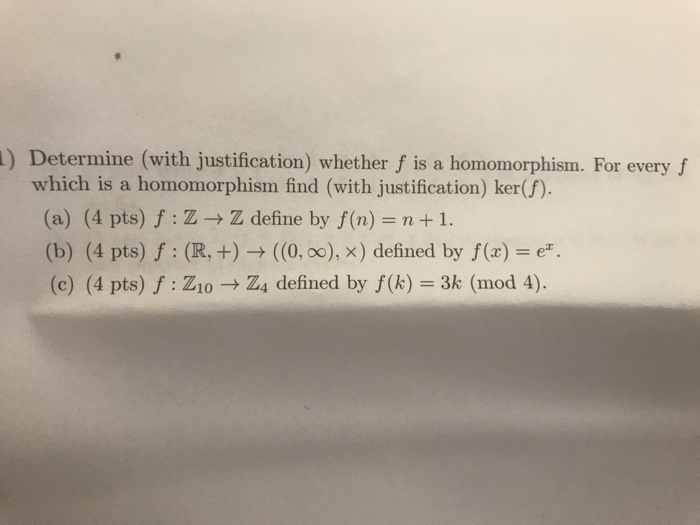 Solved ) Determine (with justification) whether f is a | Chegg.com