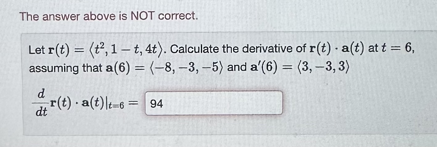 Solved The answer above is NOT correct.Let | Chegg.com