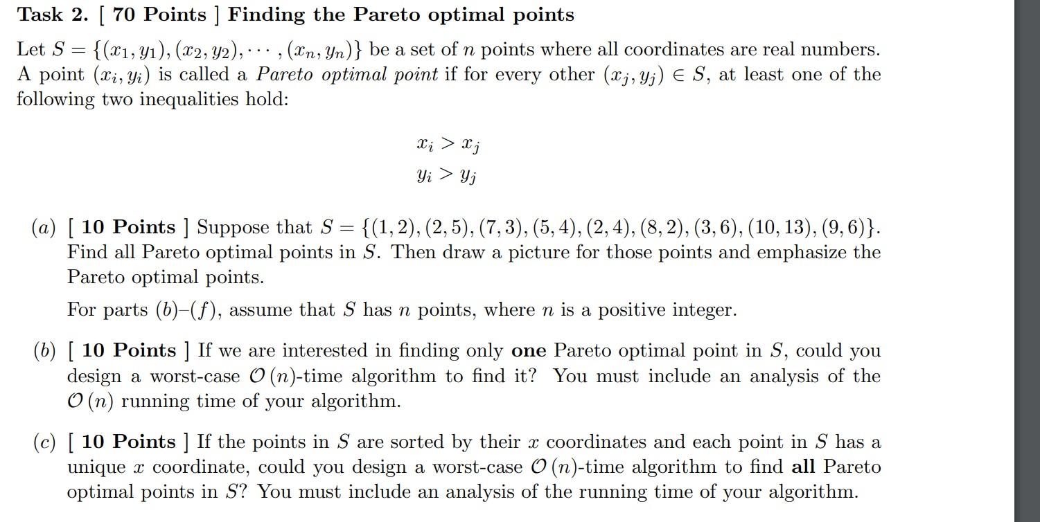 Solved Task 2. [ 70 Points ] Finding the Pareto optimal | Chegg.com